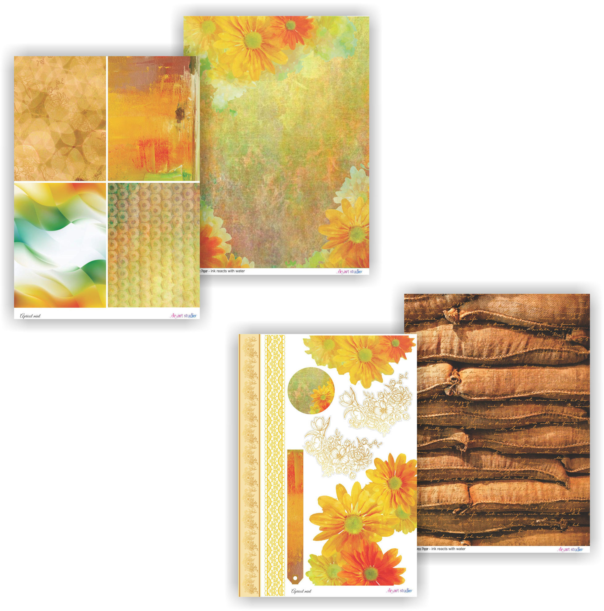 De Art Studio - Apricot Mint A4 Fuzzy Cut Paper Pack